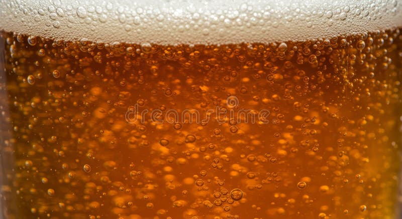 Amber Beer Bubbles Closeup Closeup of Amber Beer with Visible Bubbles ...