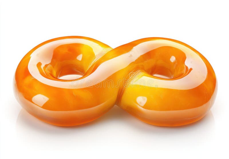Glossy Amber Caramel Candy in Infinity Shape on White Background Stock ...