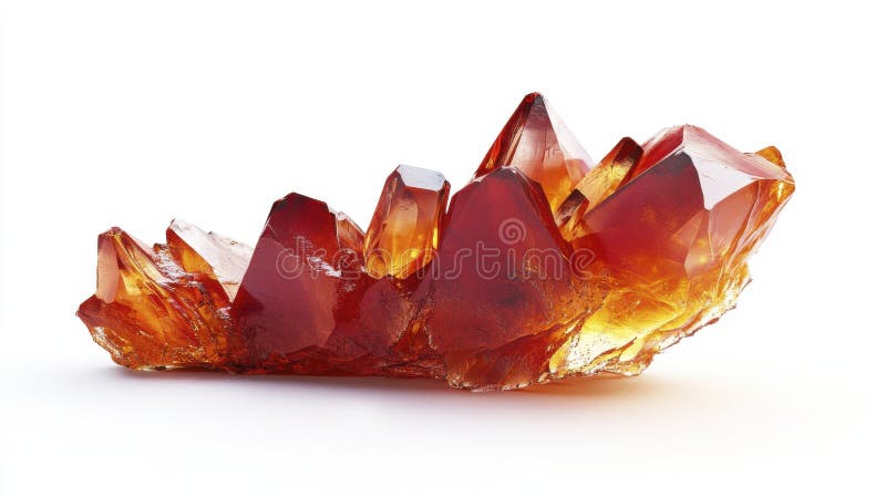 Translucent Amber Crystals Cluster on White Background Stock ...