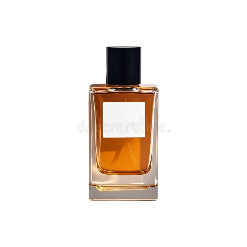 Amber - Colored Perfume Bottle with Black Cap Stock Illustration ...