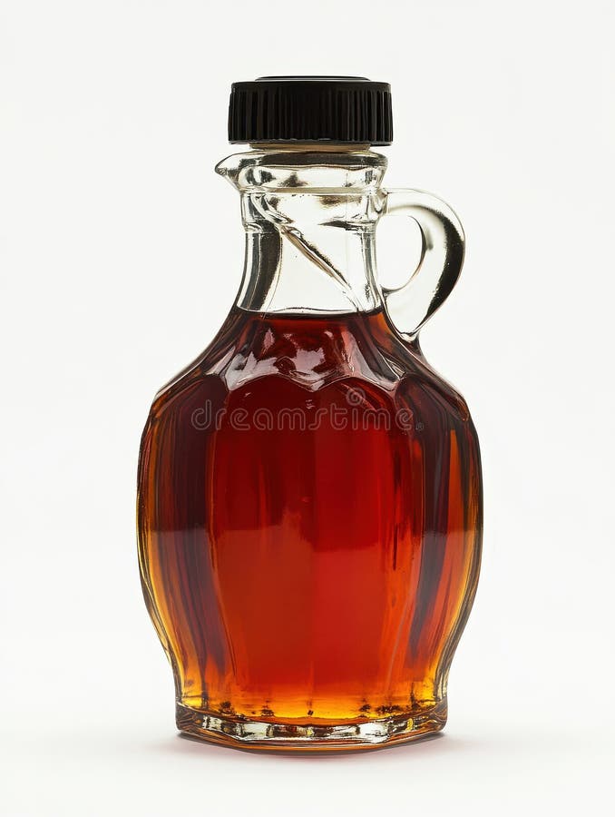 Amber Syrup in Glass Pitcher on White Background Stock Illustration ...