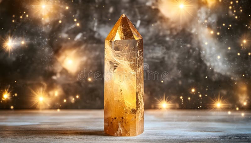 Golden Citrine Crystal Point Stock Illustration - Illustration of ...