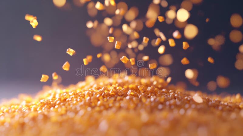 Amber Crystals Falling on Dark Background Stock Illustration ...