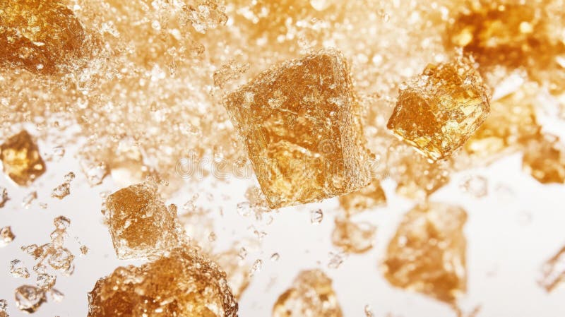 Amber Crystals Falling on White Background Stock Illustration ...