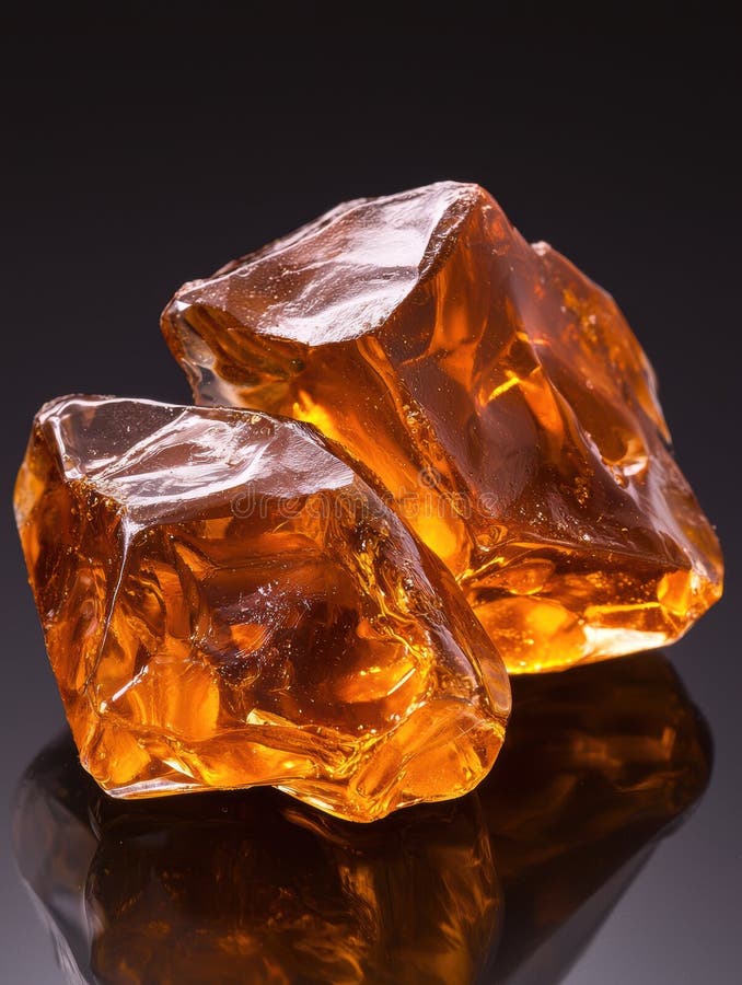 Amber Crystals on a Reflective Surface Stock Illustration ...