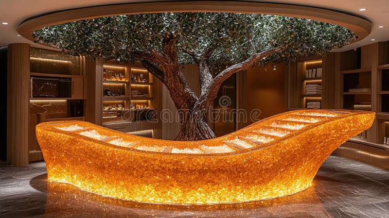 Amber Display, Luxury Store, Olive Tree, Interior Stock Image - Image ...