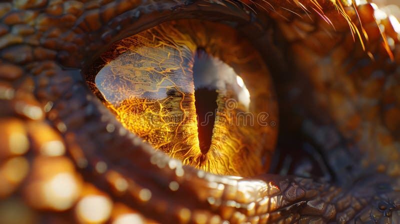 Amber Dragon Eye 3D Illustration Stock Illustration - Illustration of ...