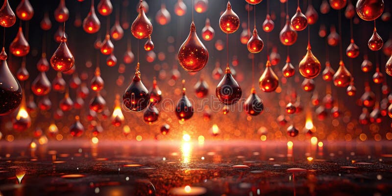 Amber Droplets Suspended in the Air, Reflecting a Warm, Radiant Glow ...