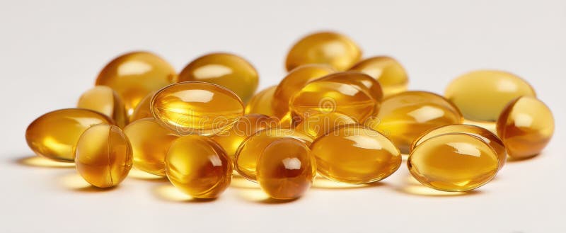 The Amber Gelatin Capsules Arranged Elegantly on a White Surface.AI ...