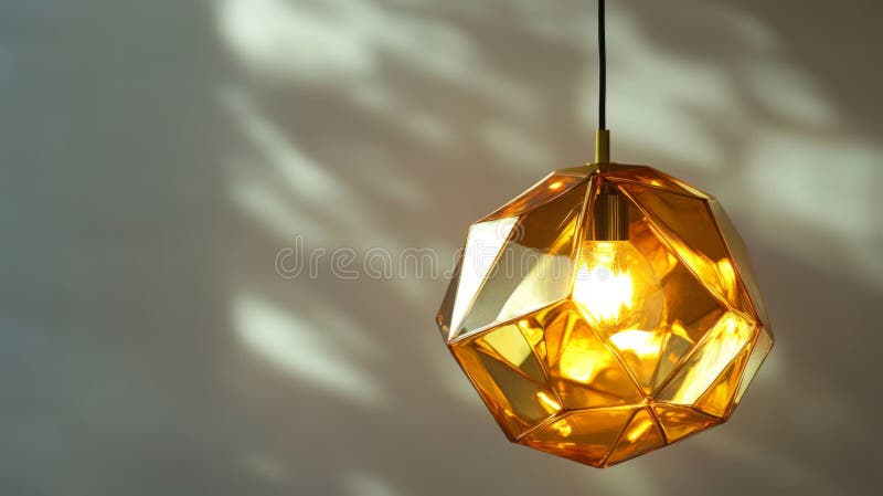 Amber Geometric Pendant Light Illuminates Room Stock Illustration ...