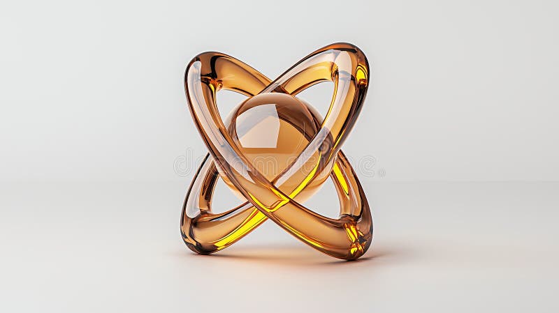 Amber Glass Atom Model Abstract 3D Rendering Stock Illustration ...