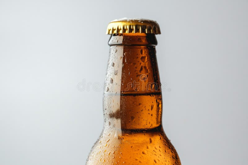Amber Glass Bottle Front View on Plain Background. AI Generated Stock ...