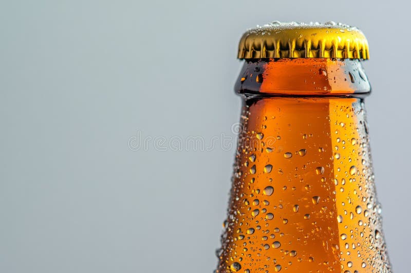 Amber Glass Bottle Front View on Plain Background. AI Generated Stock ...
