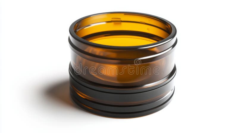 Elegant Amber Glass Container with a Sleek Black Base. Ideal for ...