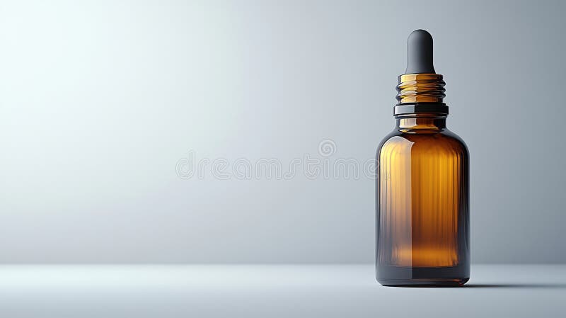 Amber Glass Dropper Bottle on Minimalist Surface for Essential Oils ...