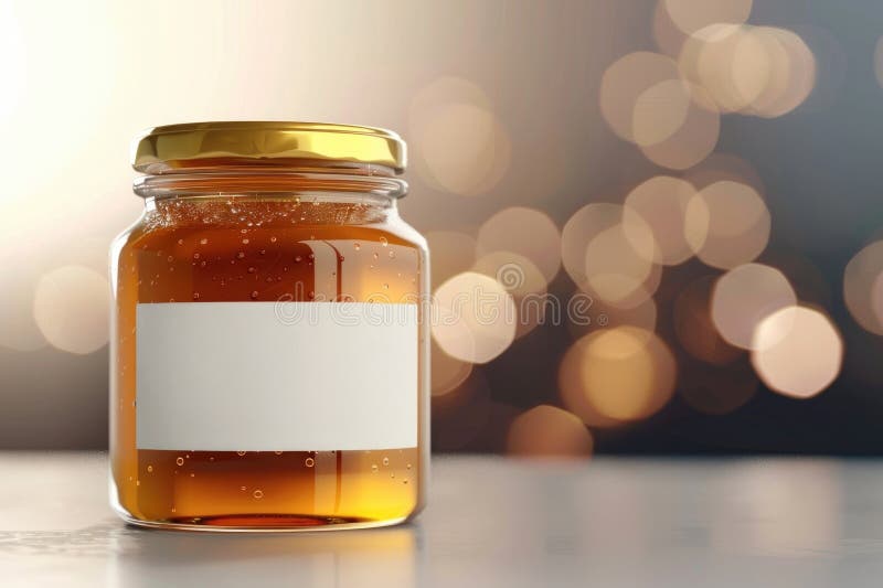 Amber Glass Jar with Blank Label on White Background for Packaging ...