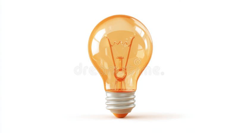 Amber Glass Light Bulb on White Background Idea Concept Stock ...