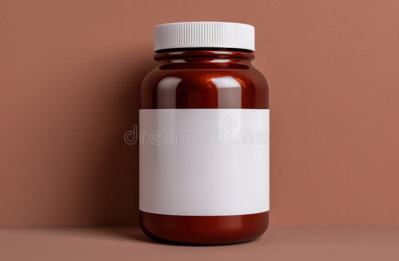 Amber Glass Supplement Bottle with Blank Label Stock Illustration ...