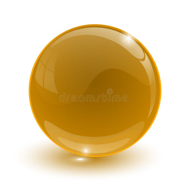 Amber Glassy Ball on White Background Stock Vector - Illustration of ...