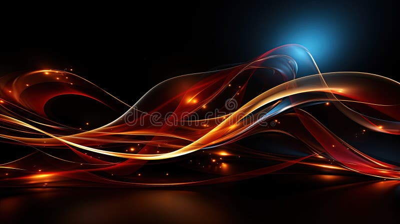 Amber Glow Lines on Black stock illustration. Illustration of modern ...