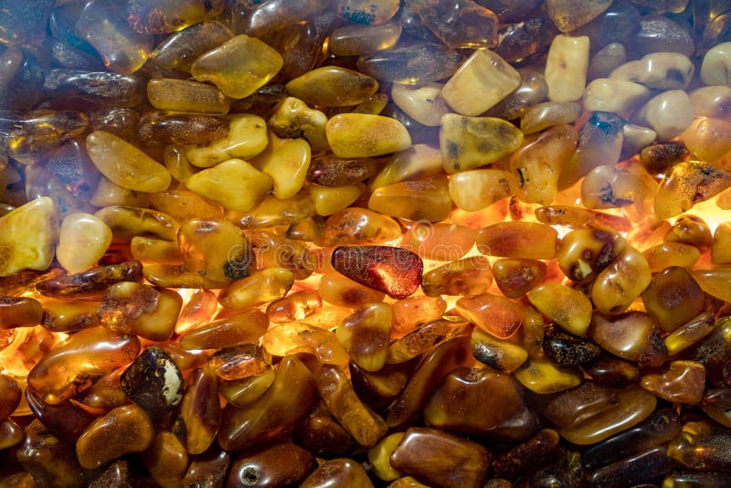 Amber Grains with Backlight Illumination As Texture or Background. Heap ...