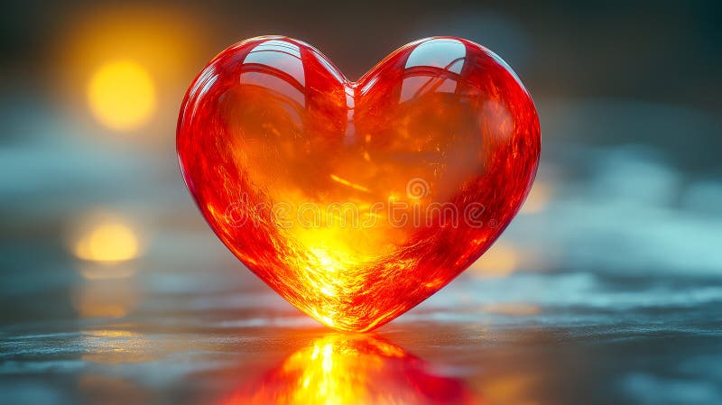 Amber Heart Glows in the Setting Rays of the Sun Stock Photo - Image of ...