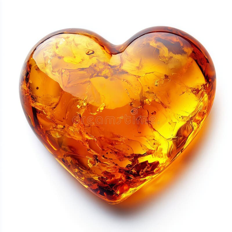 Amber Heart Isolated on a White Background Stock Illustration ...