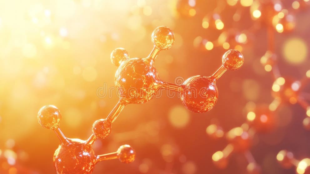 Amber Illuminated Molecular Structure Model Stock Illustration ...