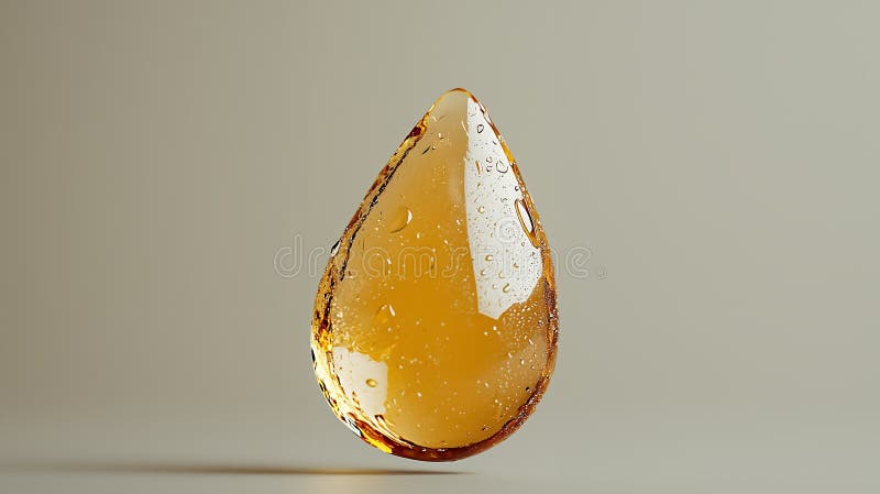 Amber Liquid Droplet with Bubbles on Beige Background Stock ...