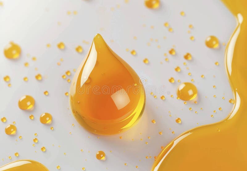 Amber Liquid Droplet on White Background Stock Illustration ...