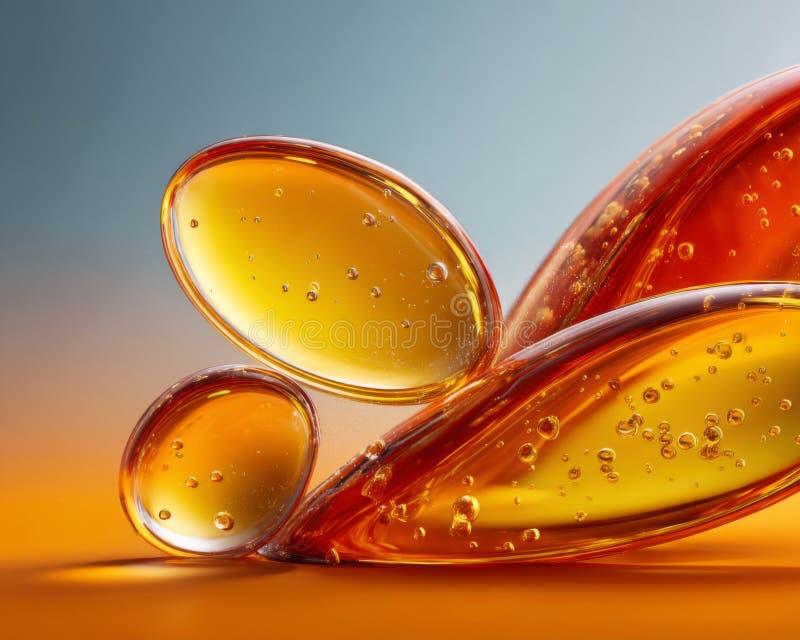 Amber Liquid Drops on Orange Background Stock Illustration ...