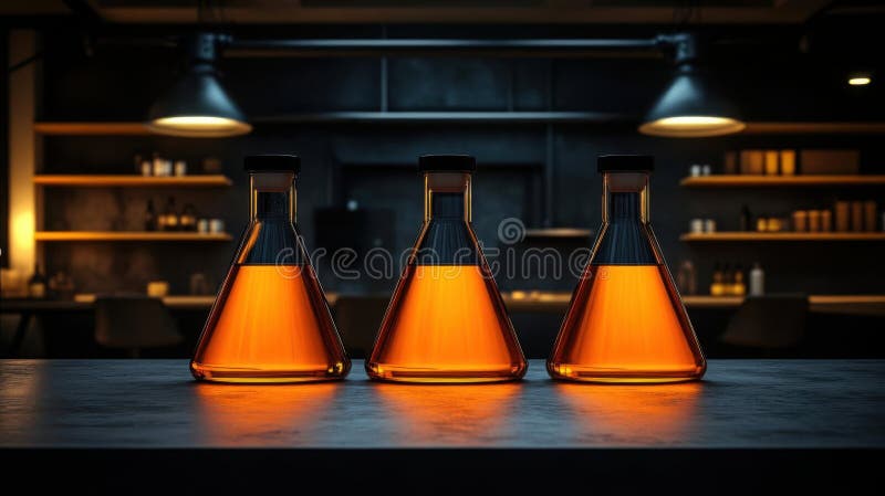 Amber Liquid in Crystal Glass on Blue Background. Stock Photo - Image ...