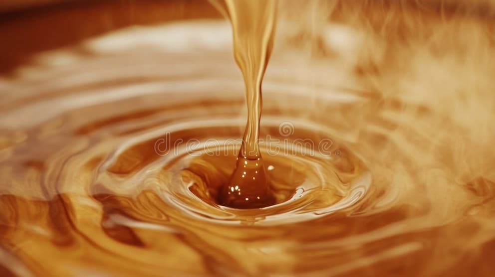 Amber Liquid Falling Creating Concentric Circles Stock Illustration ...