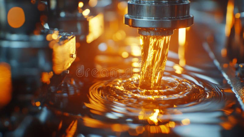 Amber Liquid Pouring into Industrial Container Stock Illustration ...