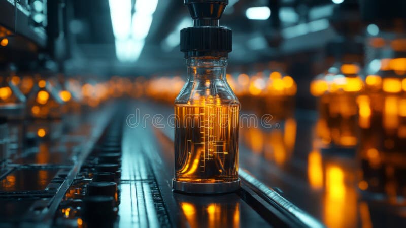 Amber Liquid Sample Conveyor Belt Industrial Process Stock Illustration ...
