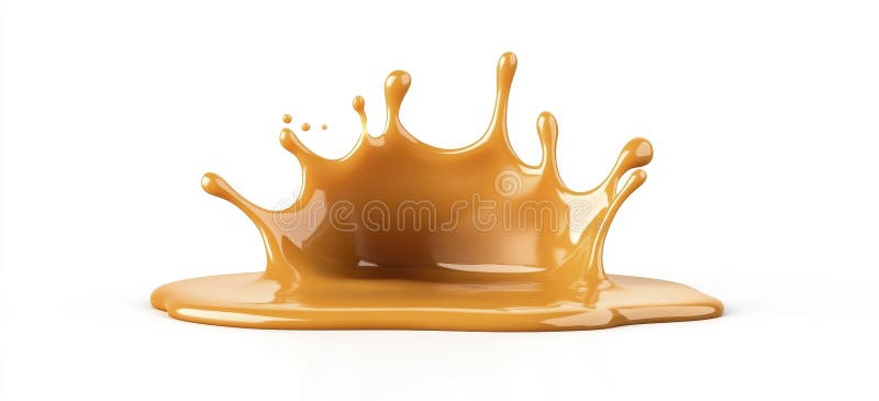 Amber Liquid Splash Crown Shape on White Background Stock Illustration ...