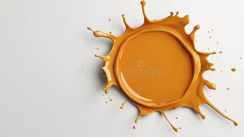 Amber Liquid Splash on White Background Forming a Circular Shape. High ...