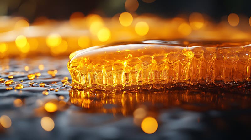 Amber Liquid with Textured Surface, Reflecting Lights Stock ...