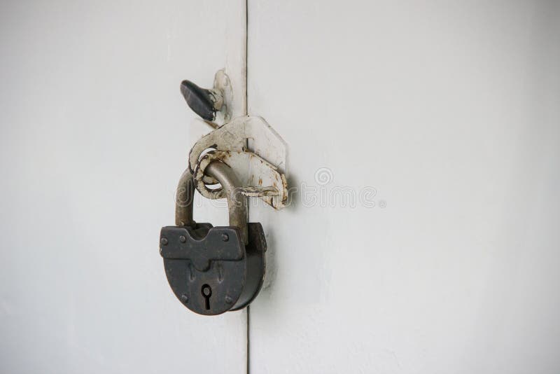 Amber Lock in Hanging on the Door Stock Photo - Image of object ...