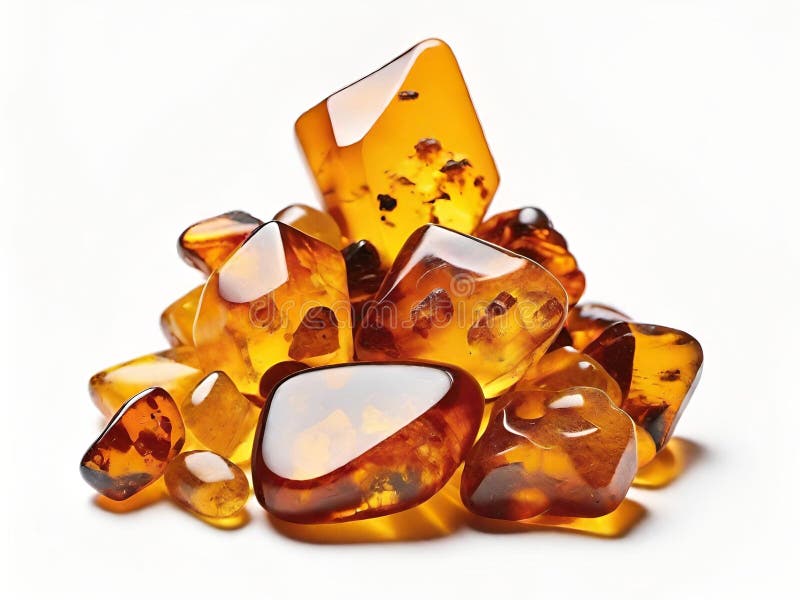 Amber Mineral Stone Isolated on the White Stock Illustration ...
