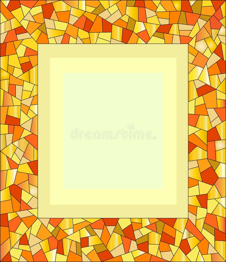 Amber Mosaic Orange Yellow Shapes Frame Border. Stock Vector ...
