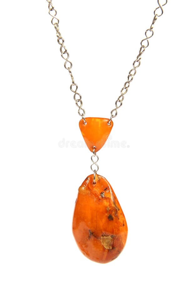 Silver Necklace with Amber Inlay Stock Image - Image of jewelry ...