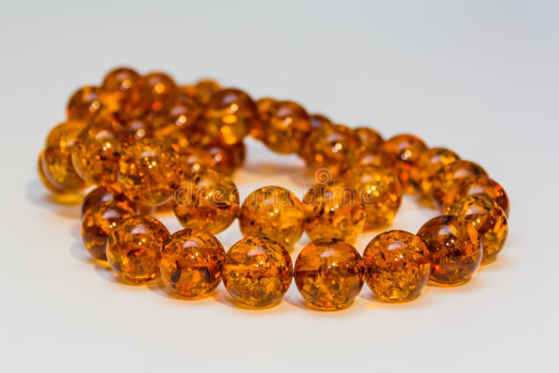 Amber Necklace in Close Up View, Isolated Object. Stock Image - Image ...