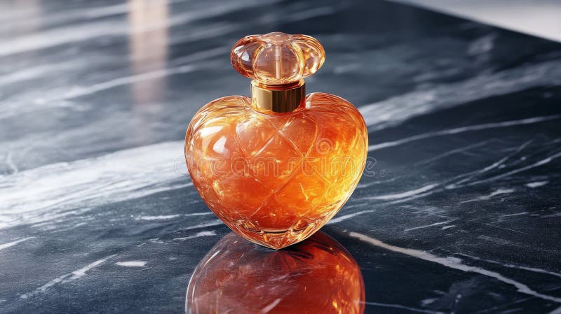 Amber Perfume Bottle Heart Shaped Elegant Design Stock Illustration ...
