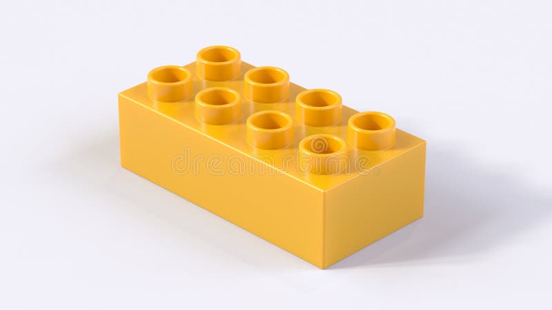 Amber Plastic Lego Block on a White Background. Stock Illustration ...
