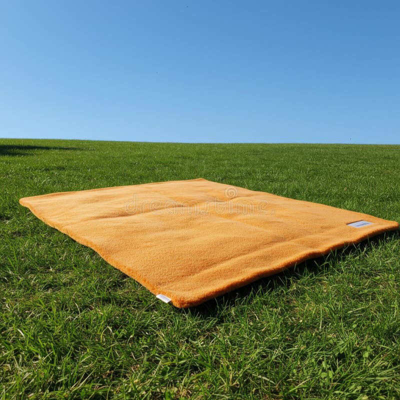 Amber Plush Throw Blanket on Green Grass Stock Illustration ...
