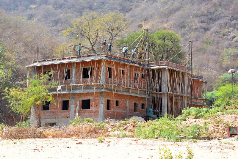 Construction Labour Working at Construction Site Carrying Brick Cement ...