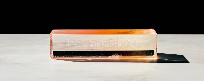 Rectangular Amber Glass Block with Intricate Internal Texture Casting ...
