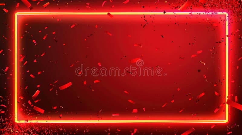 An Amber Red Rectangle in a Neon Frame Glows in the Dark Stock ...