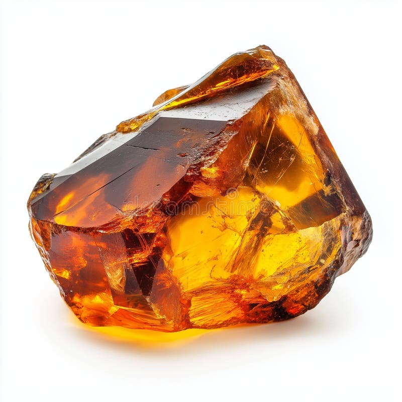Amber Gemstone Smooth Shiny Surface Isolated White Background Stock ...